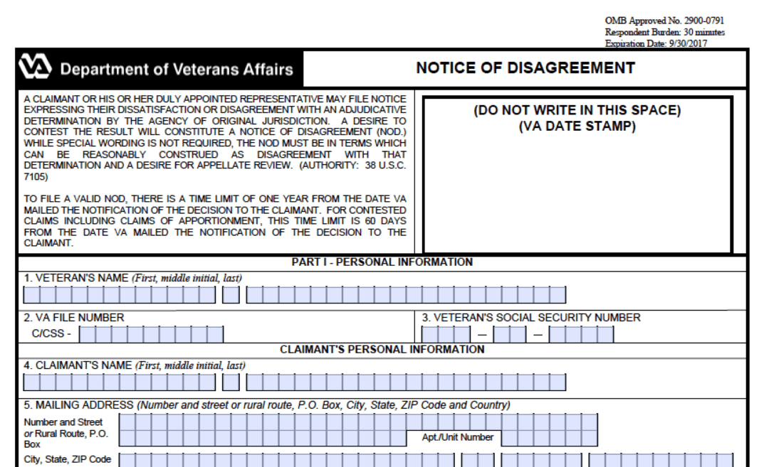 VA Notice of Disagreement - Veterans Law Blog®